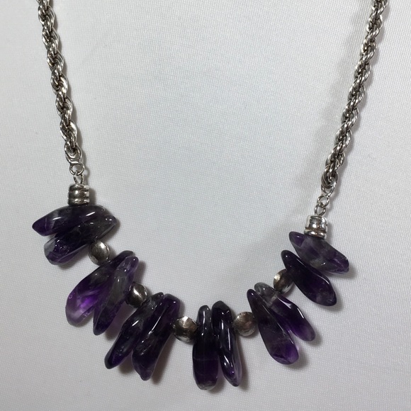 Jewelry | Amethyst Necklace With Silver Tone Chain | Poshmark